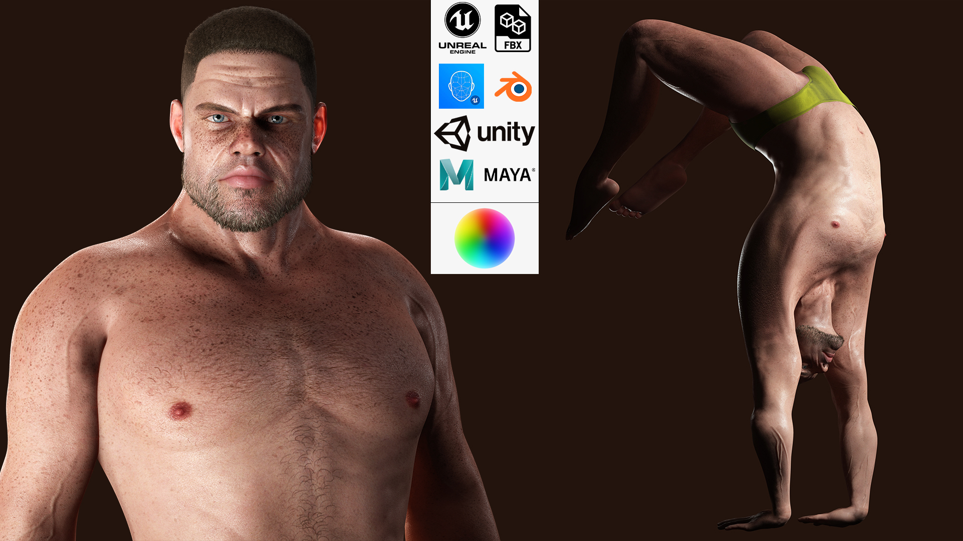 Realistic Man Base Mesh rigged and ready with muscular build free | Fab