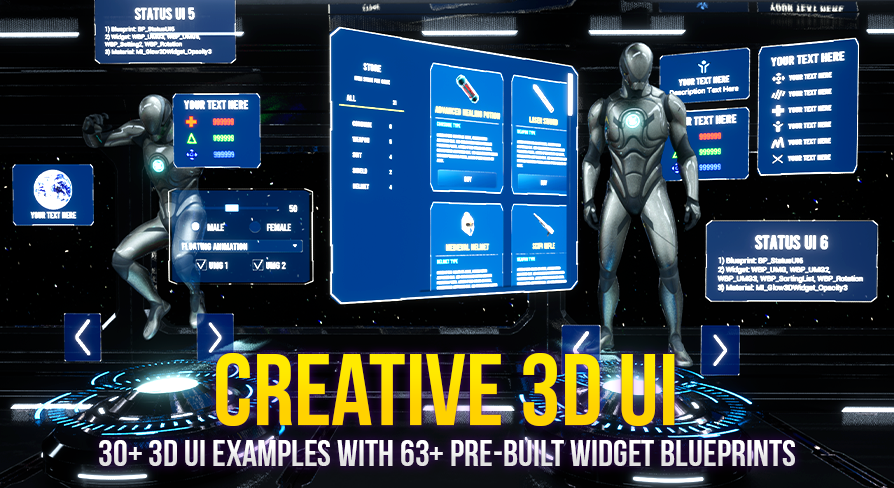 Interactive and Customizable 3D UI Pack