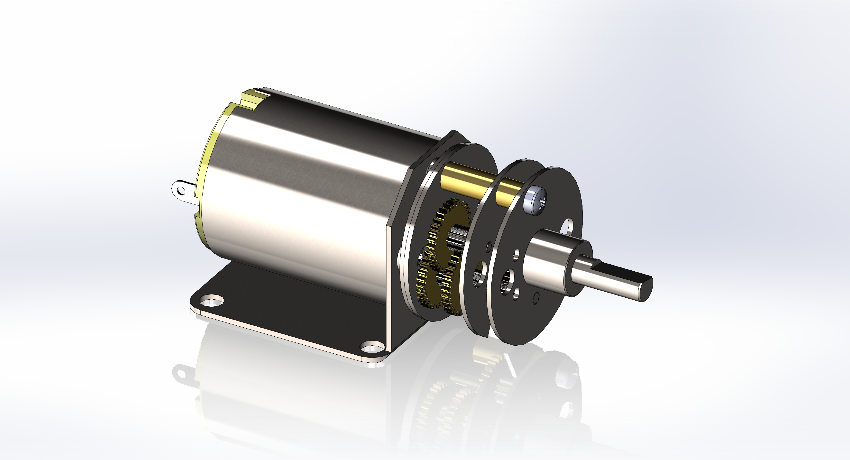 Direct current motor with MFA geared motor / Moteur CC avec moto ...