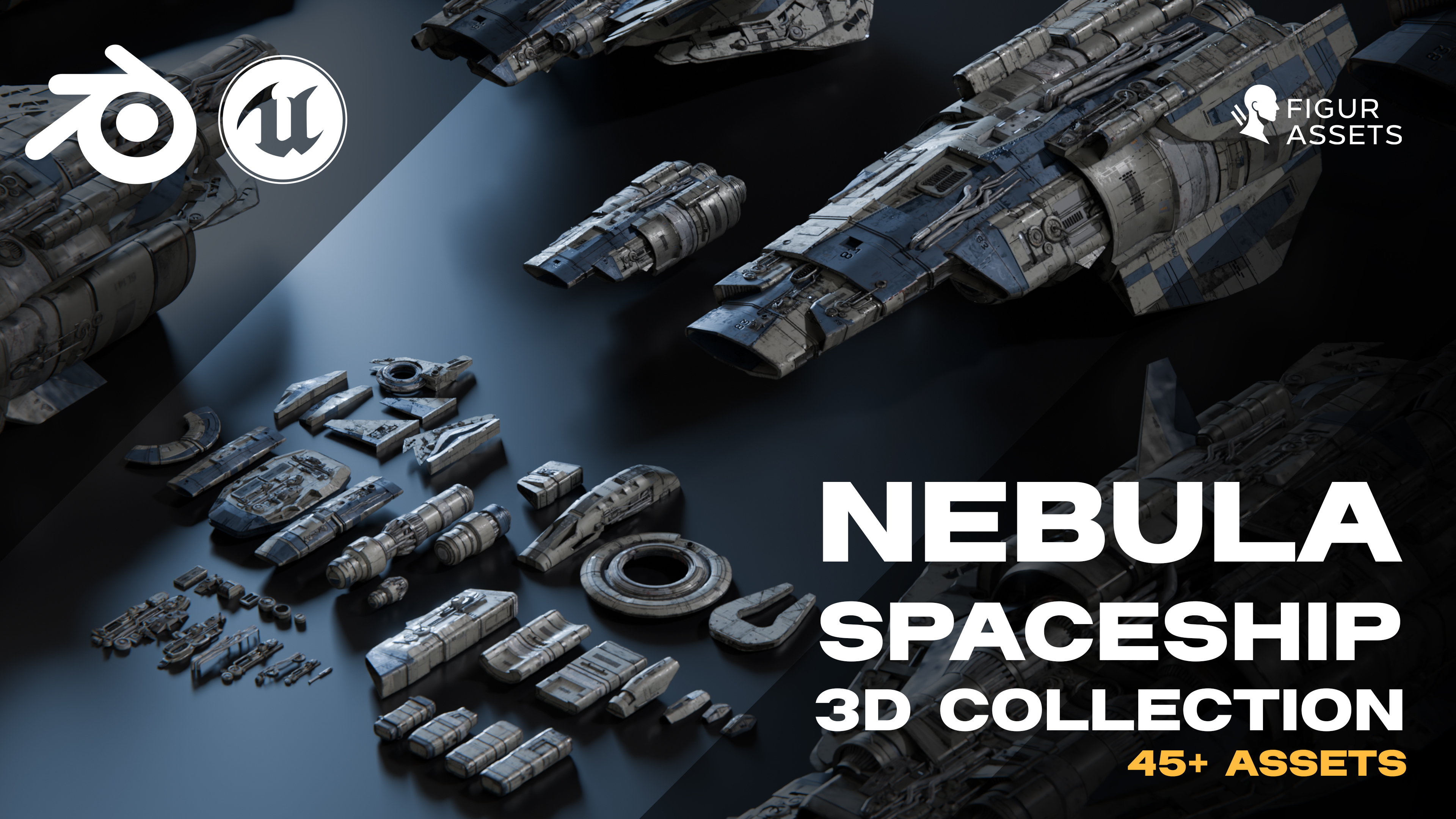 Nebula | Spaceship | 3D Collection | Kitbash Asset Pack | Fab