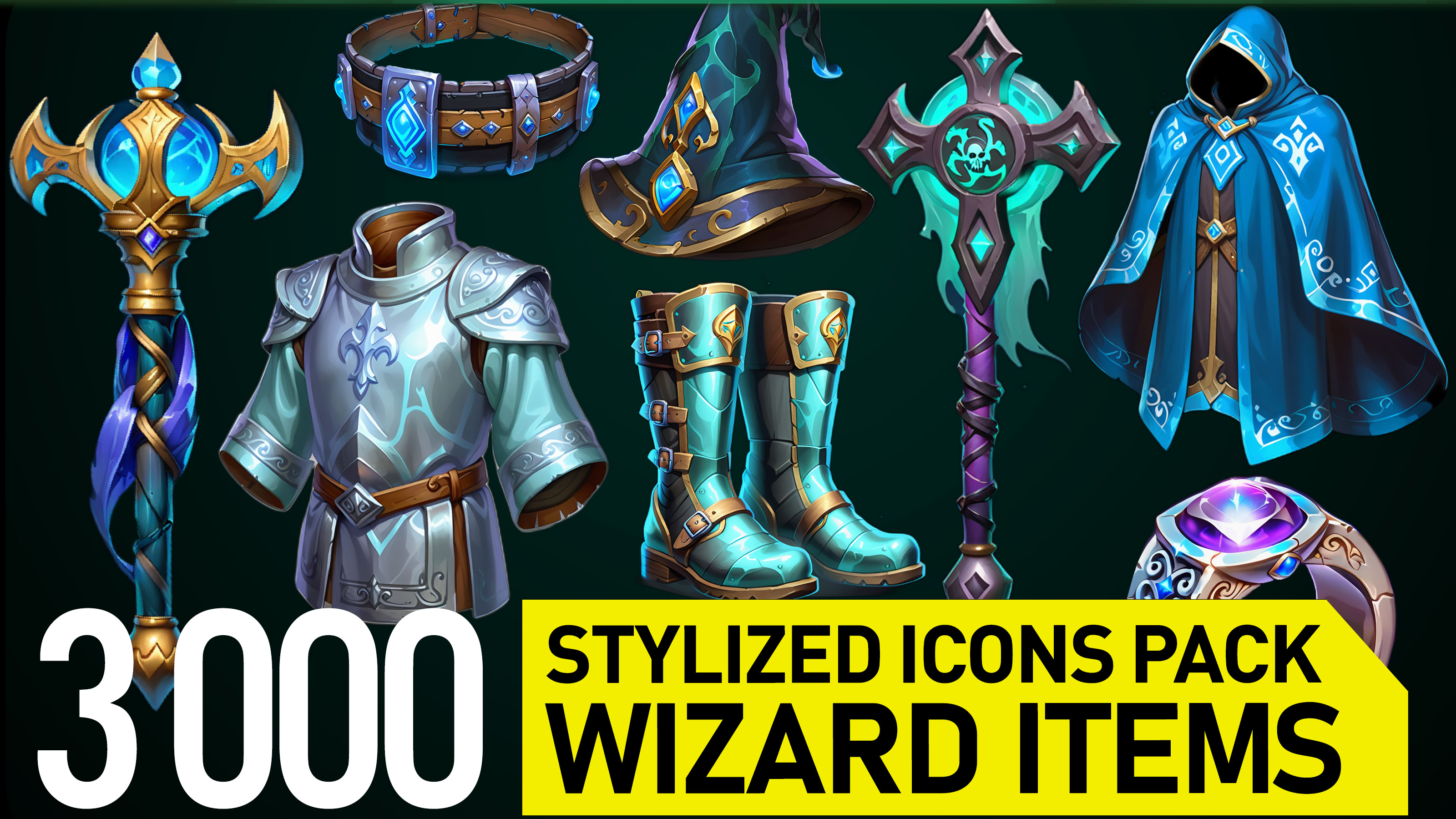 Mage Items - 3000 Stylezed RPG Icons Pack | Fab