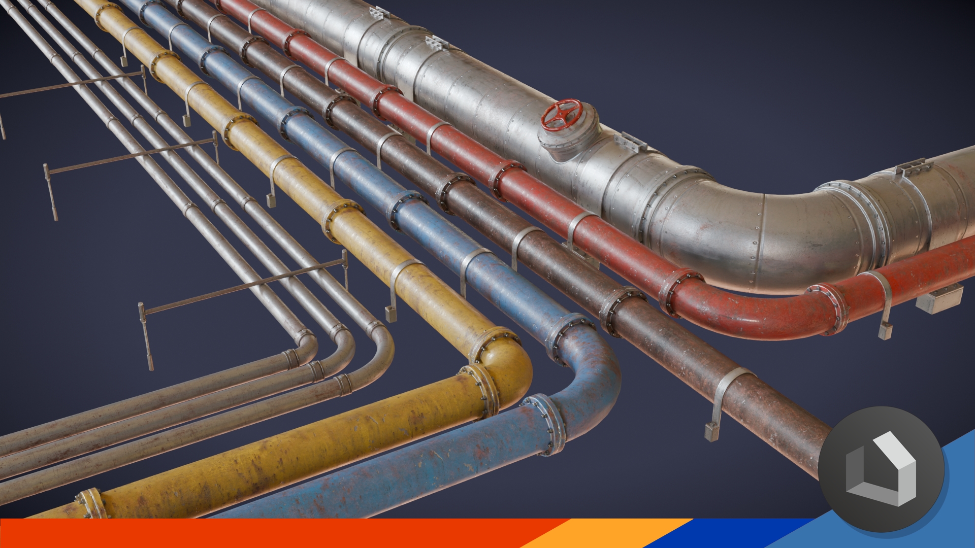 Modular Industrial Pipe Set | Utility | Game Ready | PBR | Fab