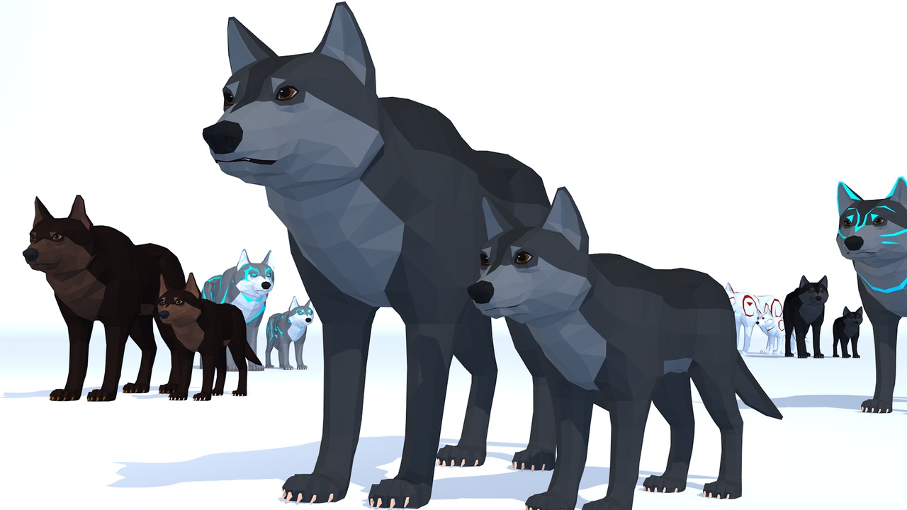 LowPoly Wolves pack | Fab