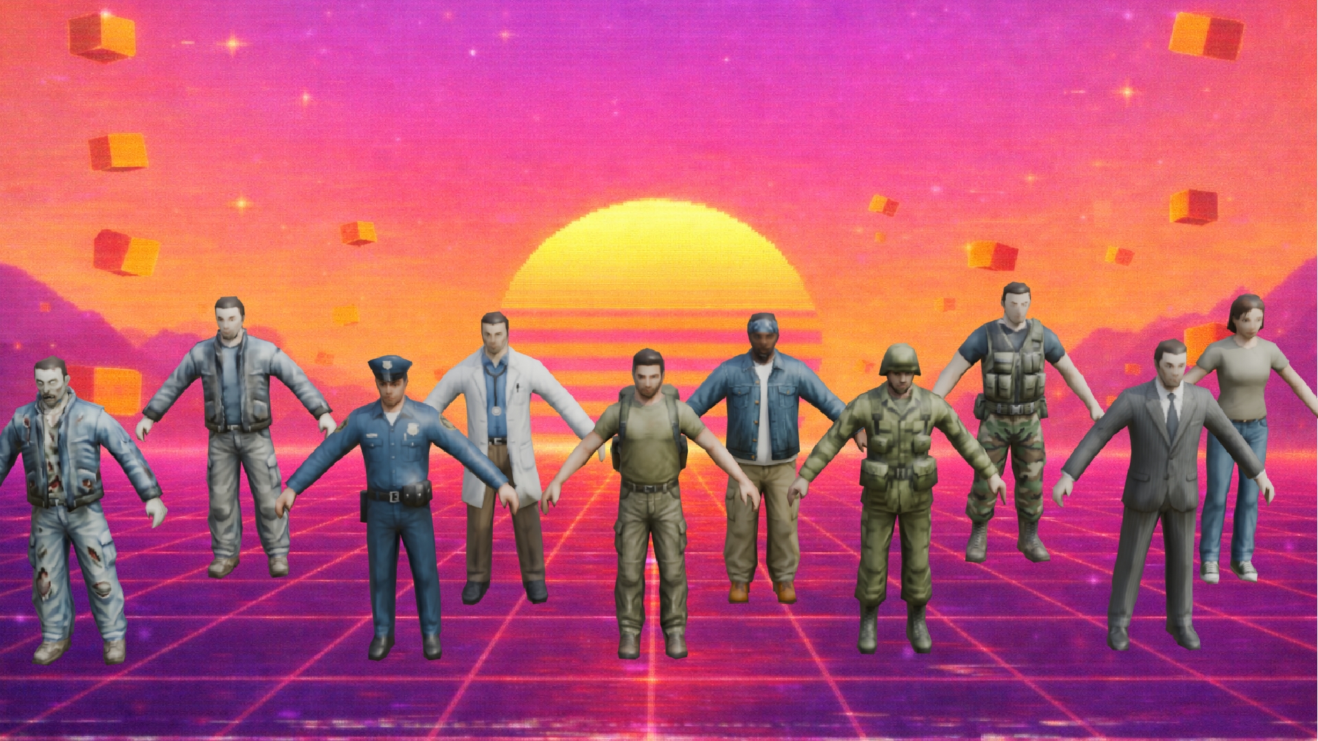 Retro PS1 Character Pack – Full Bundle (10 Characters, Animated) | Fab