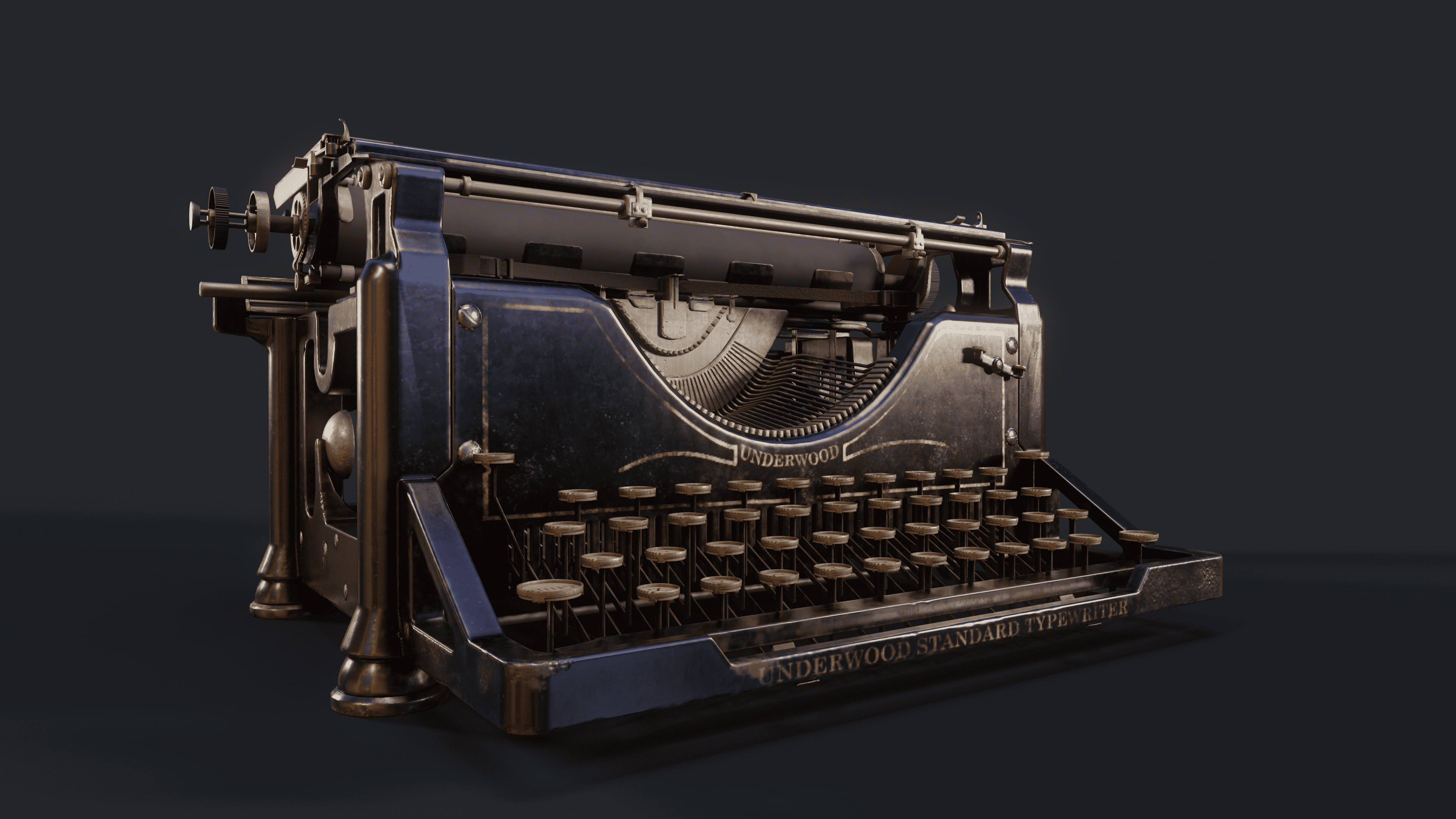 Vintage Underwood Typewriter – Game-Ready 3D Model (High & Low Poly) | Fab