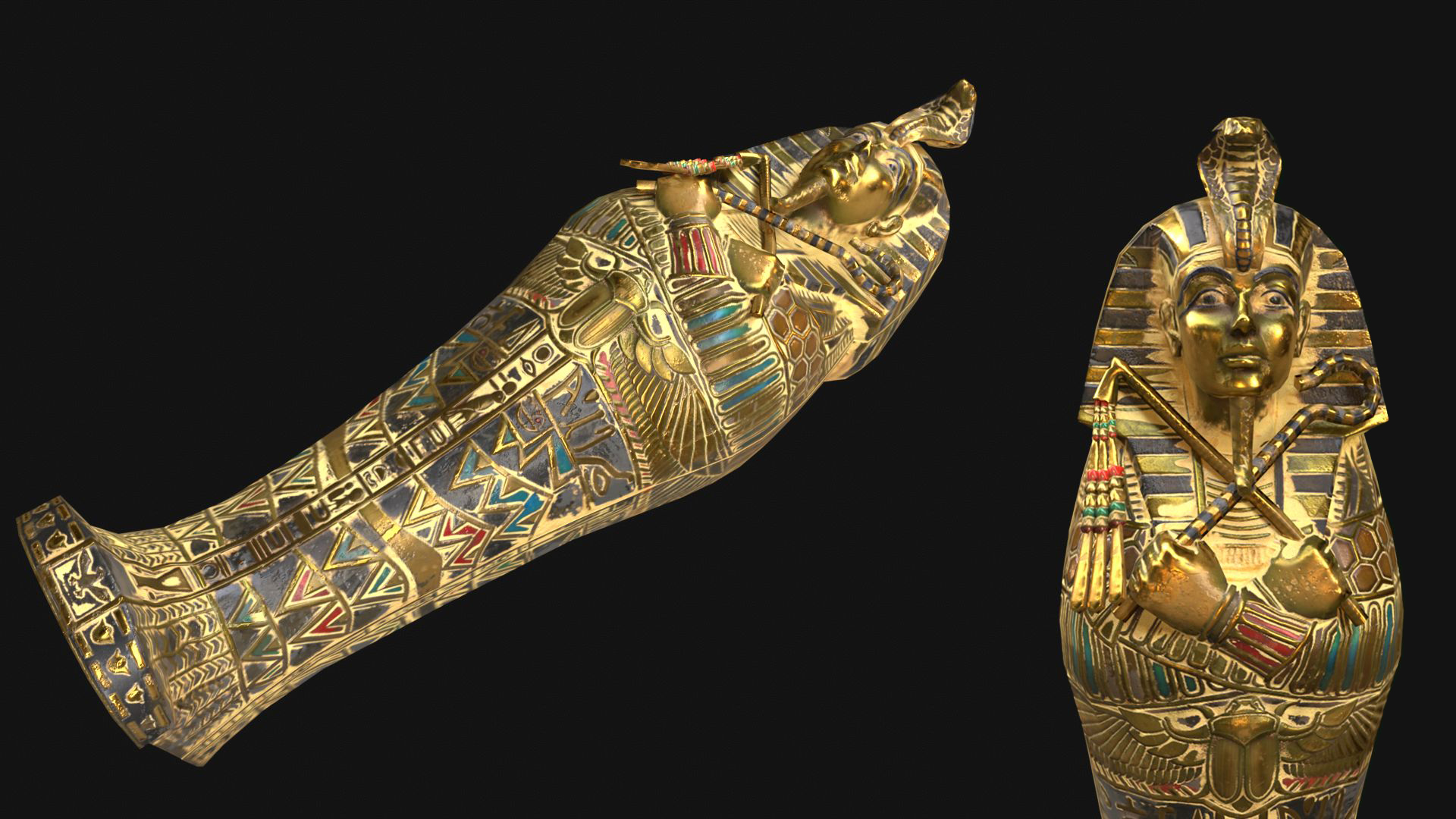 Egyptian Golden Sarcophagus OLD PBR | Fab