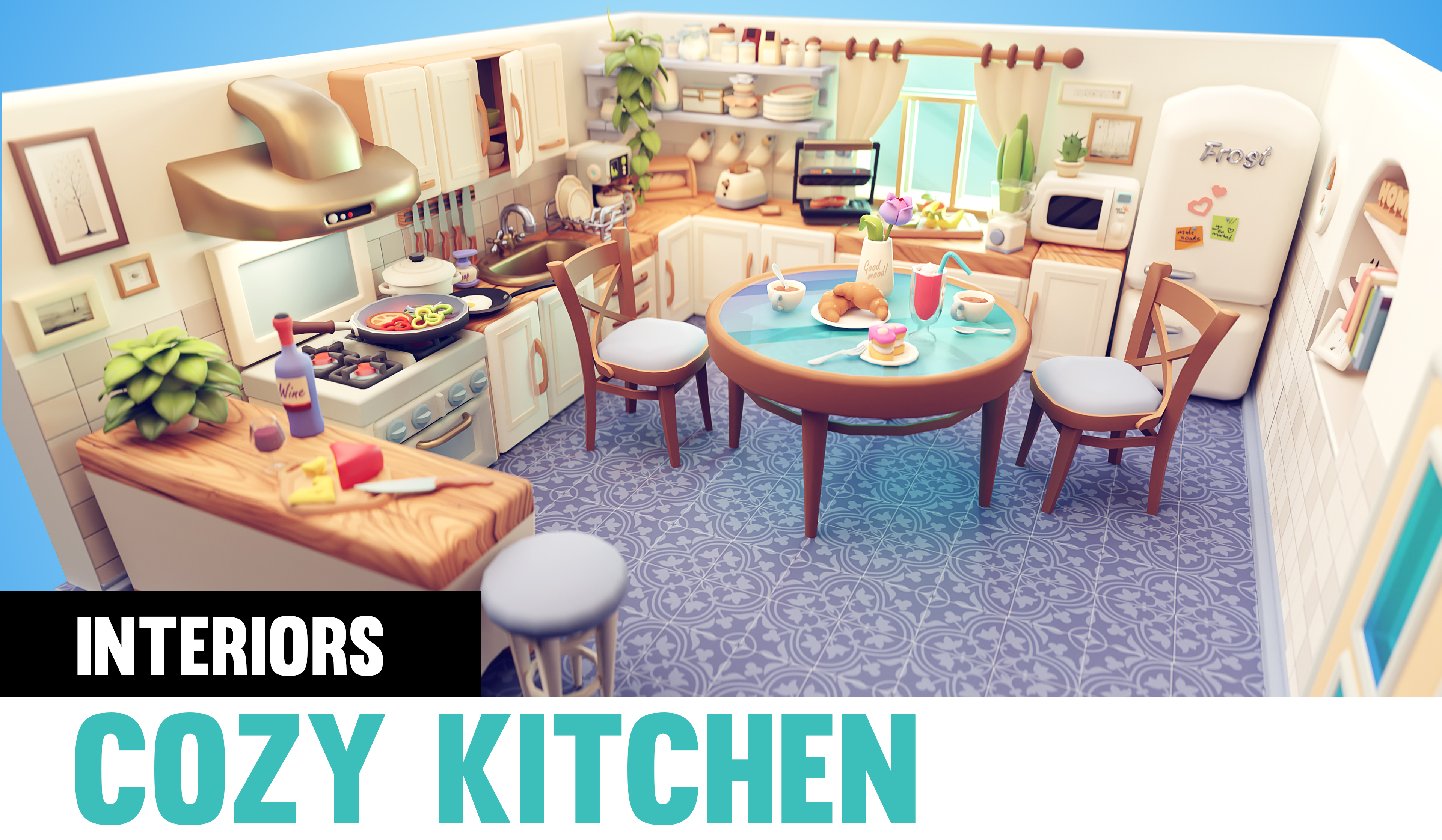 Cartoon Flat Kitchen | Fab