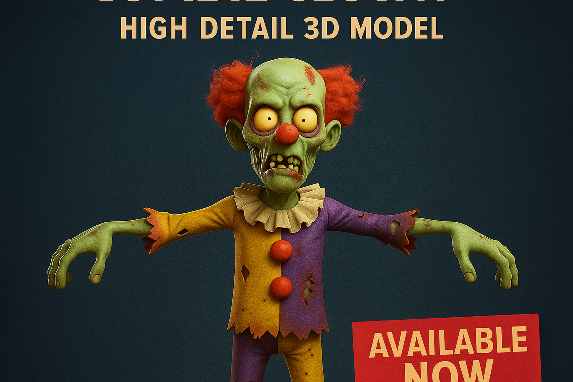 Zombie Clown 3D Model – Stylized Undead Performer | Fab