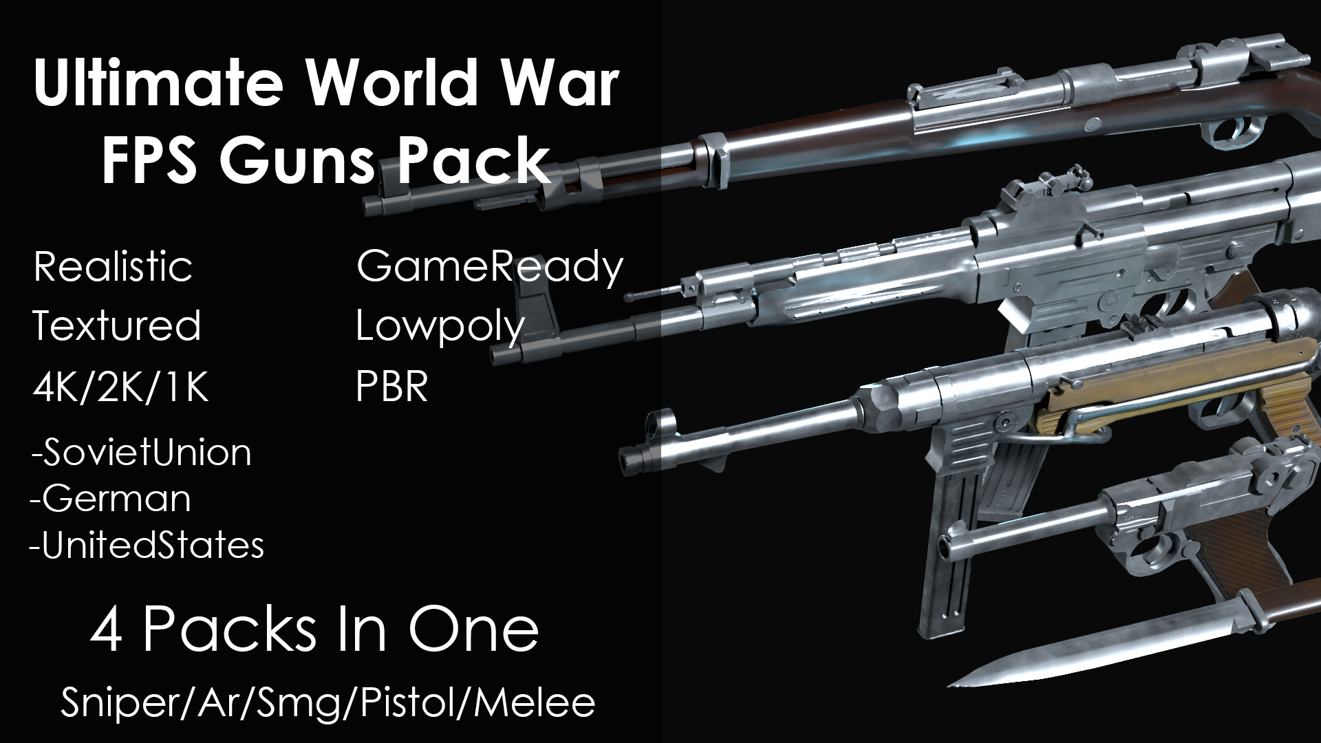 Ultimate Realistic World War Game Ready FPS Guns Pack | Fab