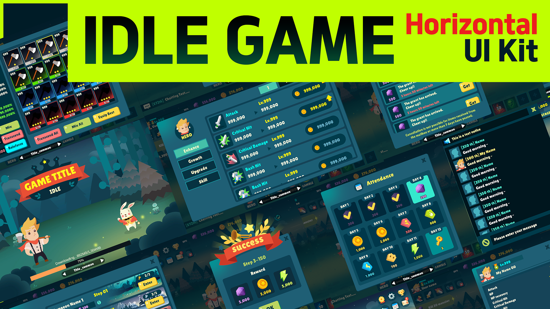 Idle Game Horizontal UI Kit | Fab