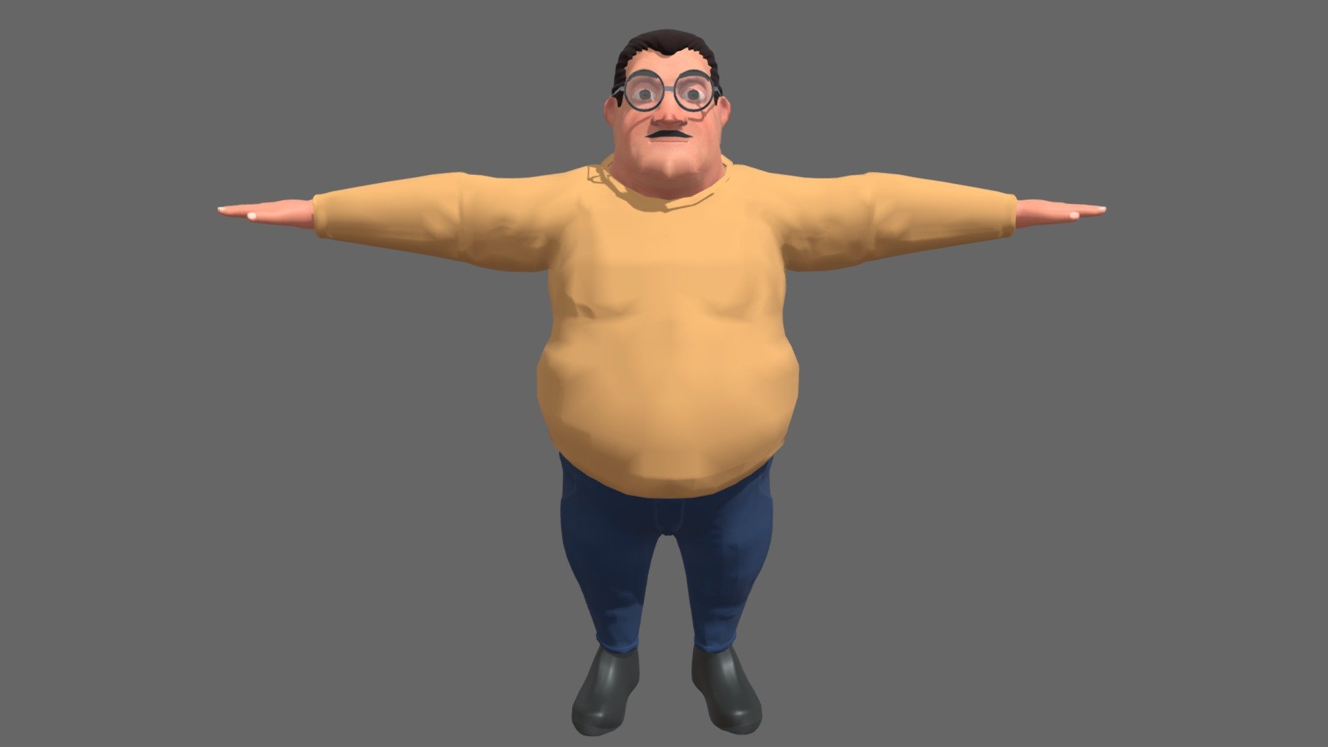 TOONY CHARACTER LOPOLY RIGGED FAT MAN MAYA | Fab