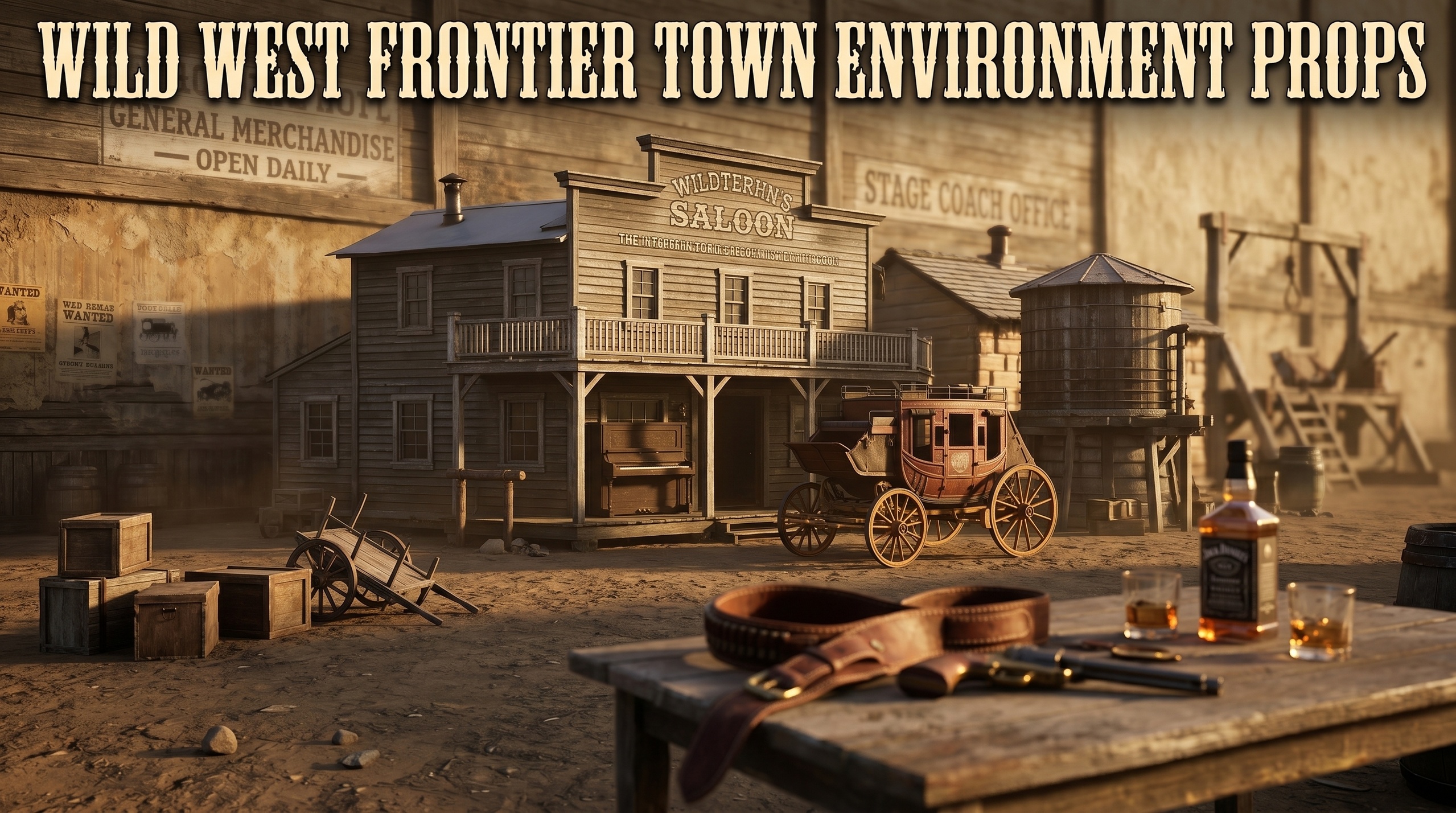 Wild West Frontier Town Environment Props | Fab