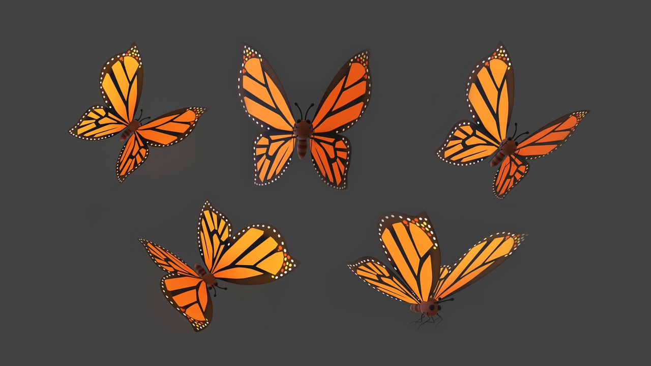 Stylized Butterfly Wing Flap Animated Pack 02 – Low Poly Game Ready | Fab
