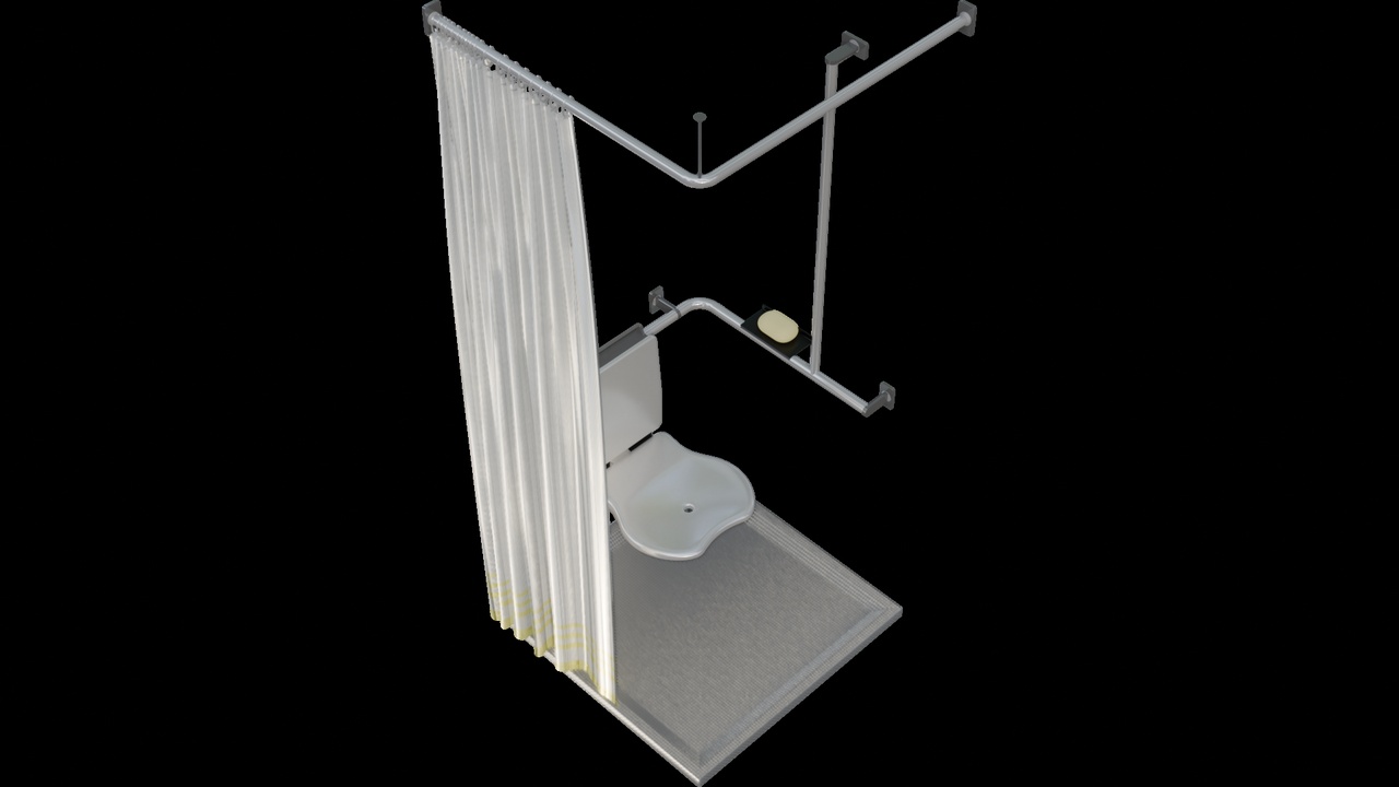 Compact Shower Corner with Seat and Curtain | Fab