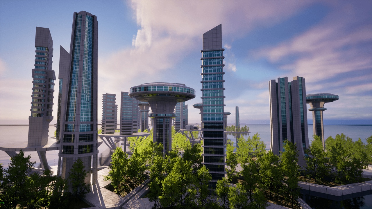 Sci Fi City Towers 3D Illustration Of A Futuristic City Architecture