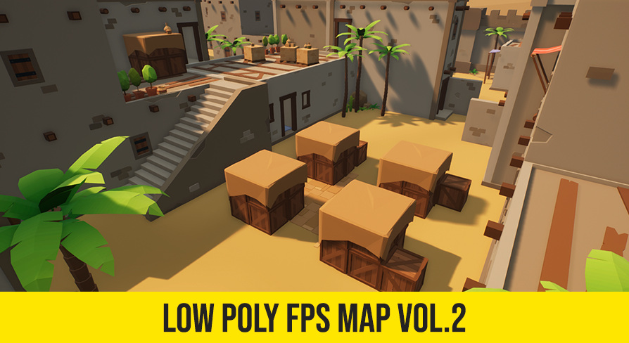 Low Poly FPS Map Vol.2 - Shooter Desert City Map | Fab