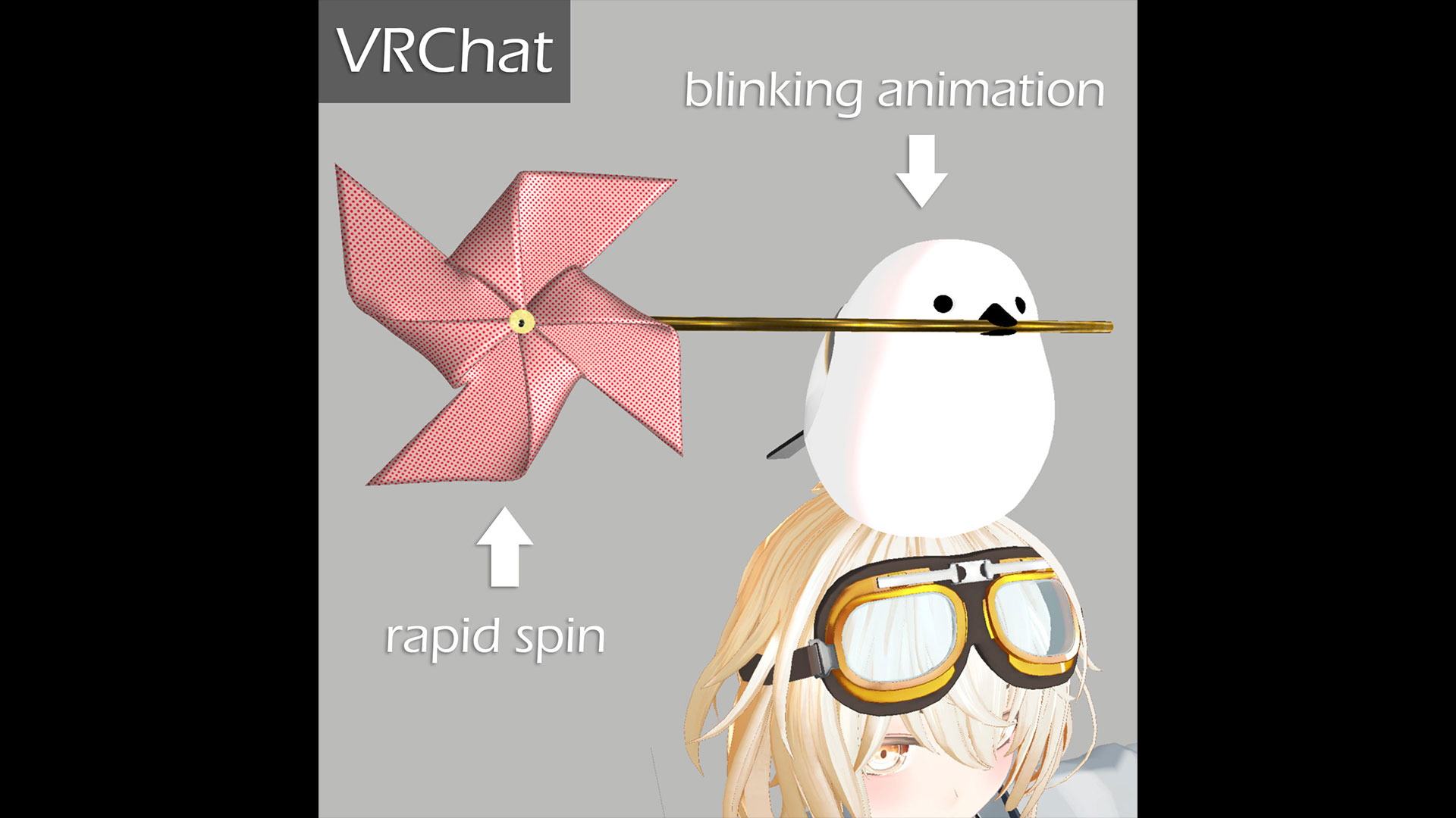 [VRChat/Blender] Bird with Spinning Pinwheel - Animated | Fab