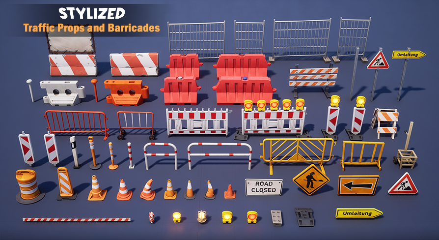 Stylized Traffic Props and Barricades - Unreal Engine | Fab