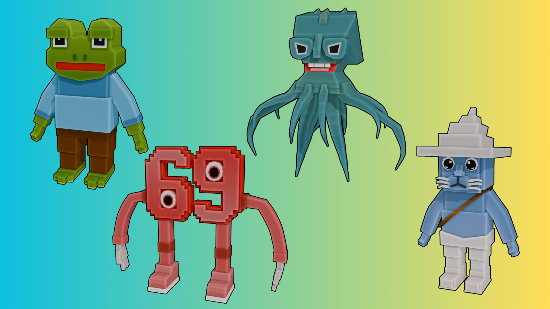 Italian Brainrot Meme Animated Characters Pack32 blocky style | Fab