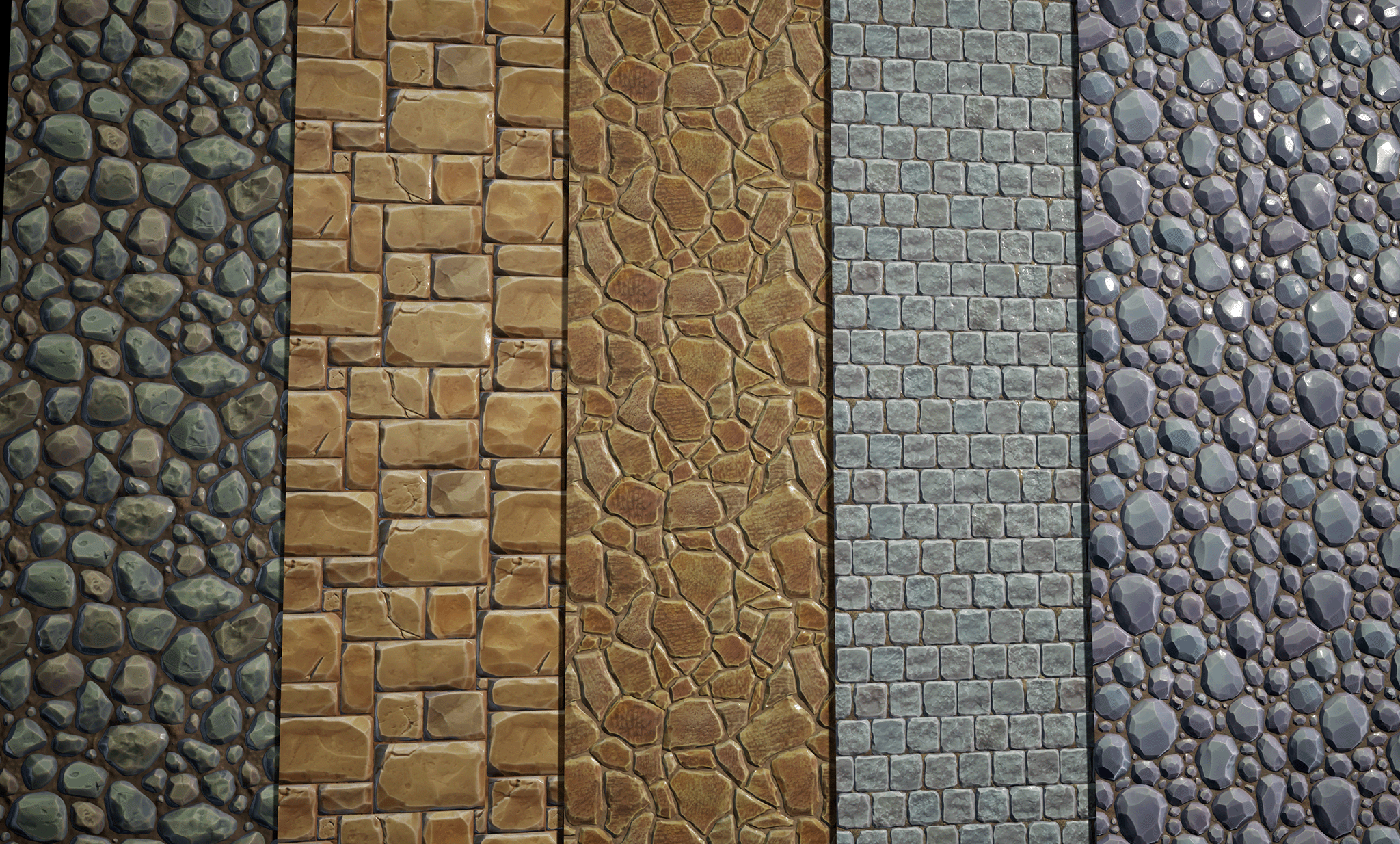 Stone floor/terrain tileable materials | Fab