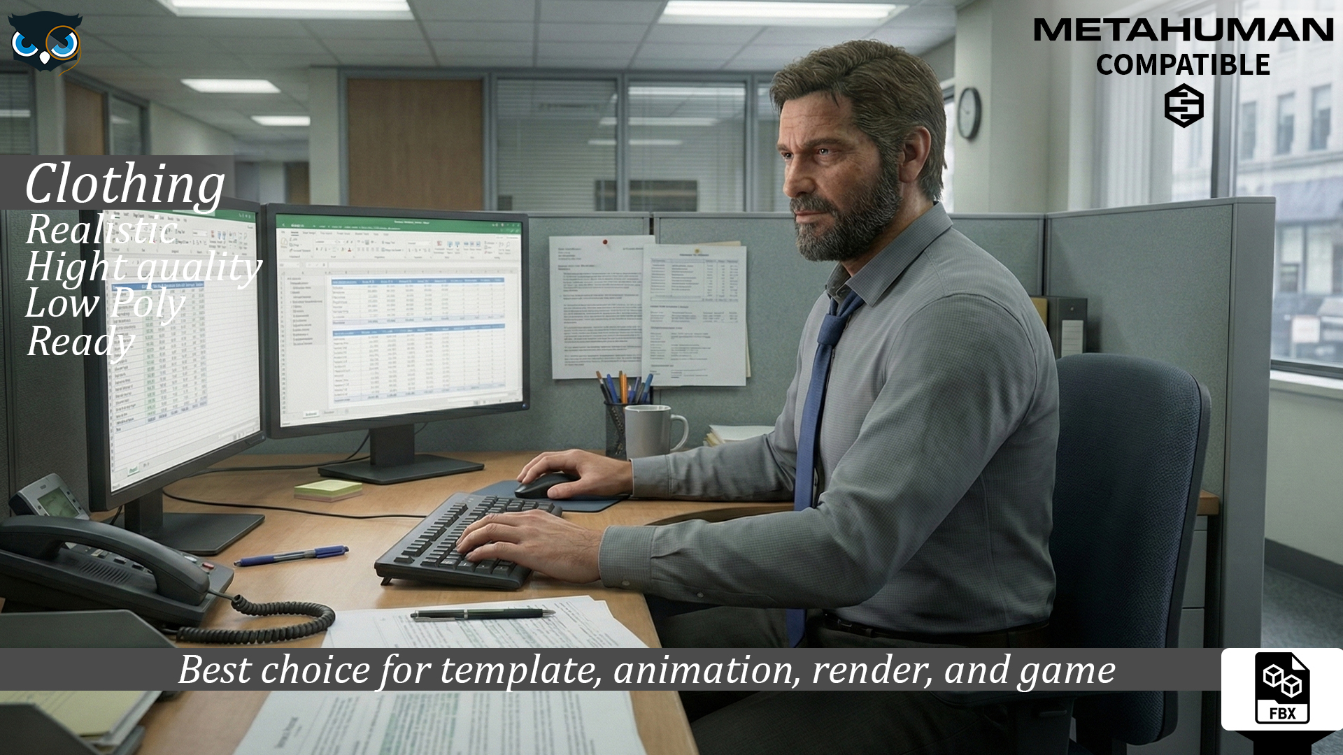 Disheveled Office Worker Outfit Shirt & Tie metahuman compatible | Fab