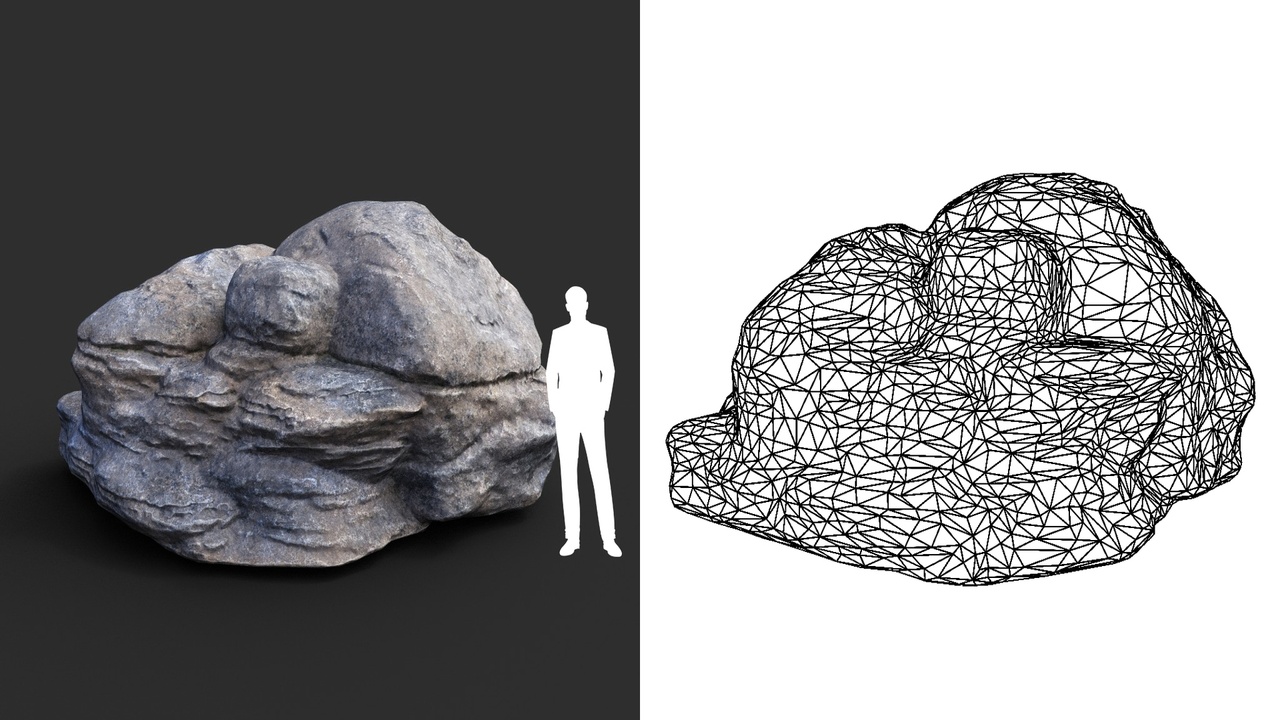Low poly Gray Boulder Beach Rock Collection 210106 | Fab