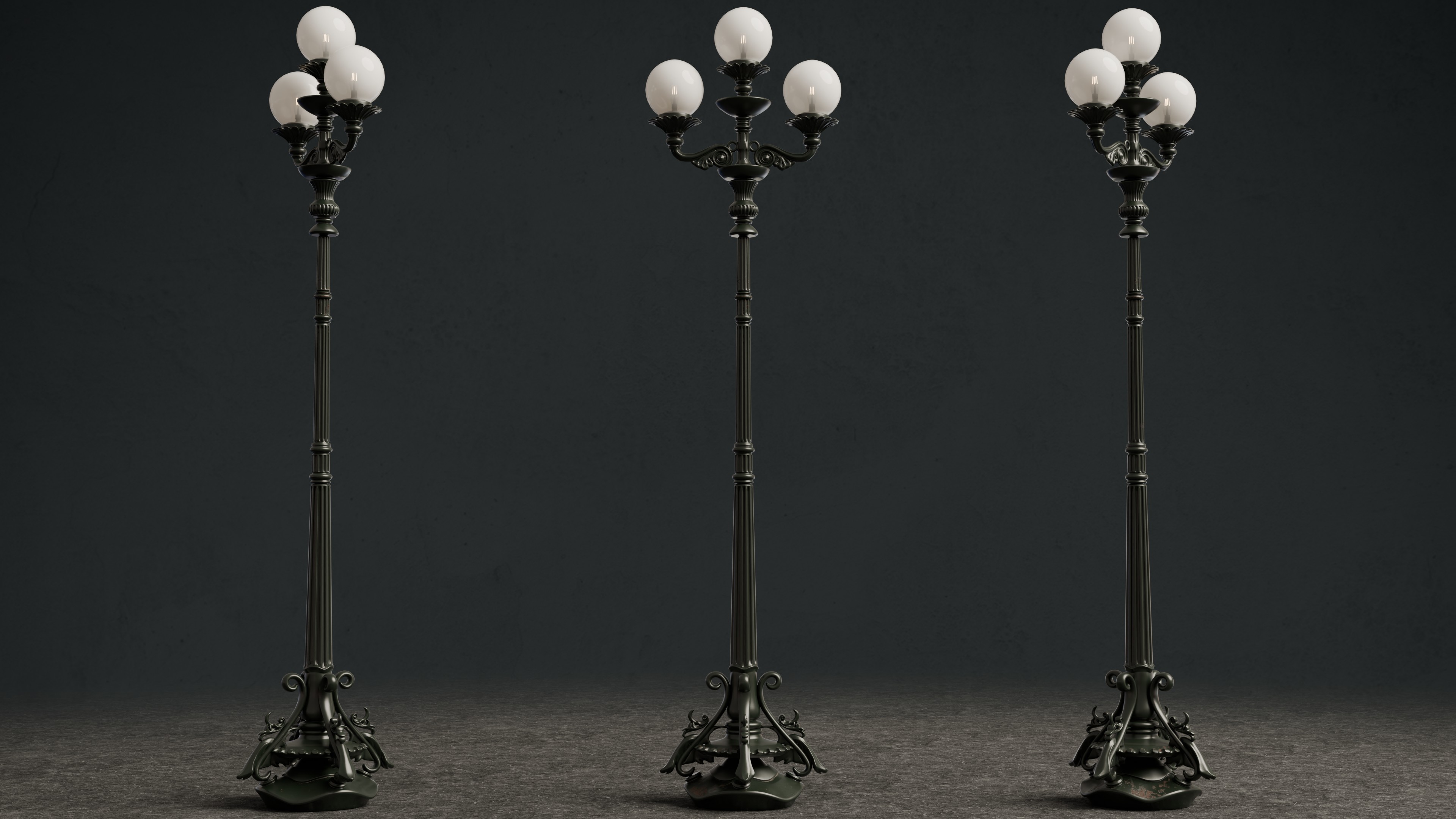 Lamp post N°2 with emissive ST64 6W bulb | Fab