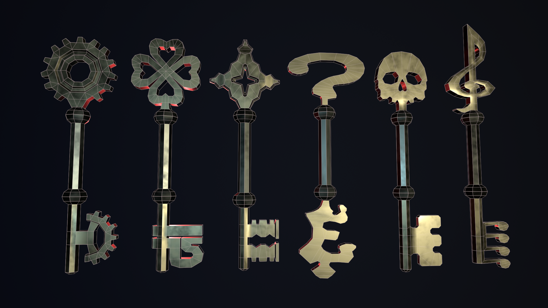 Set of keys low poly | Fab
