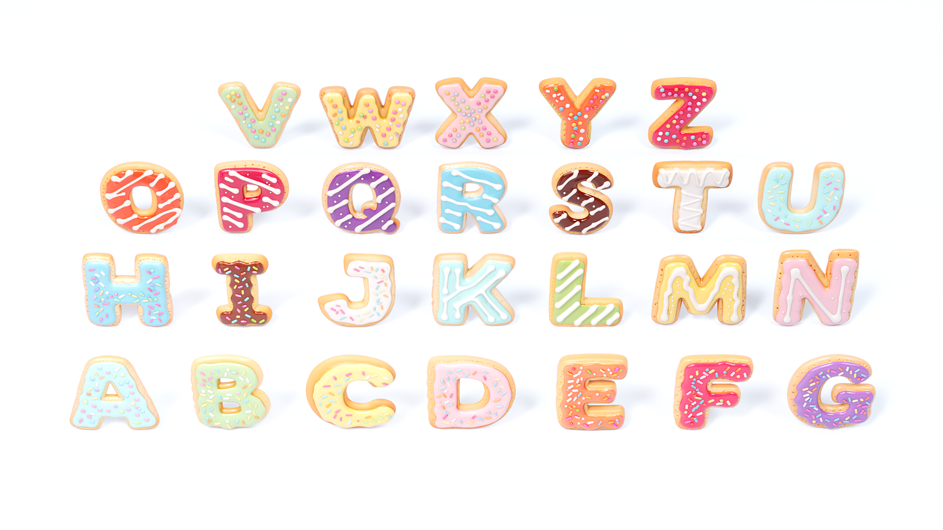 Colorful letter-shaped frosted cookie biscuit | Fab
