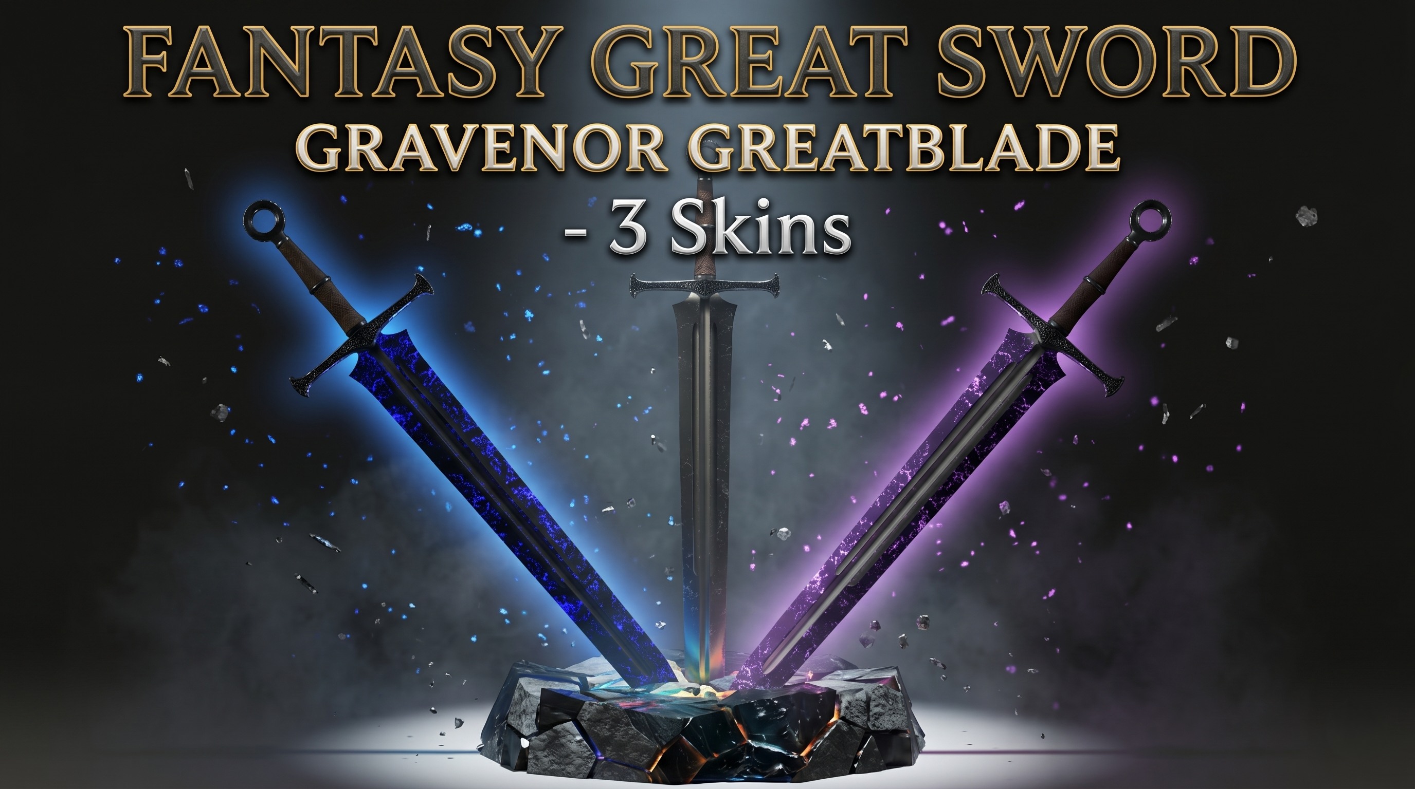 Fantasy Greatsword Gravenor Greatblade - 3 Skins PBR Game Ready | Fab