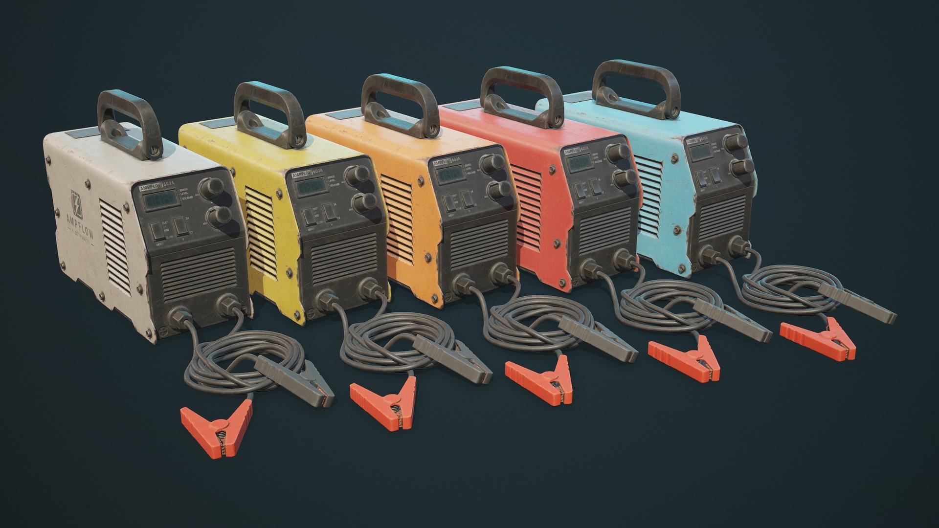 Old Car Battery Charger 5 Color Options - PBR Game Ready Low-poly | Fab