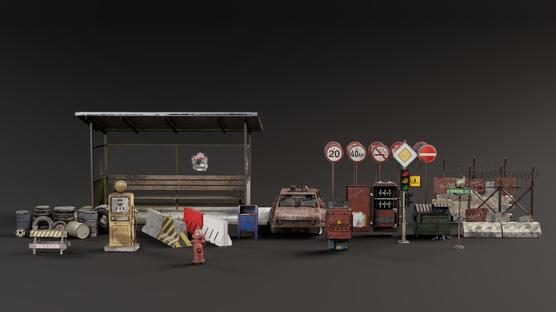 Rusty Road Props Pack | Fab