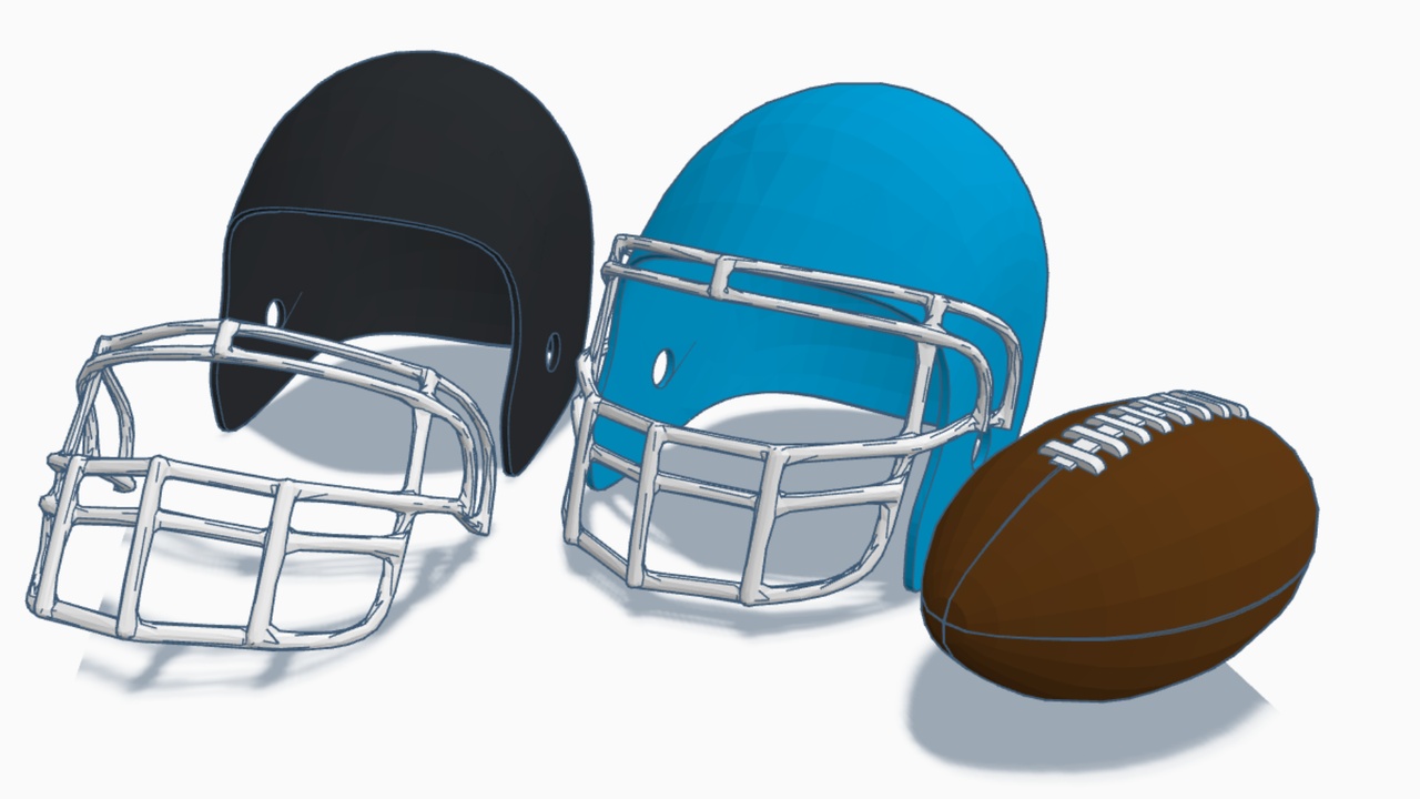 Lowpoly Football and Football Helmet | Fab