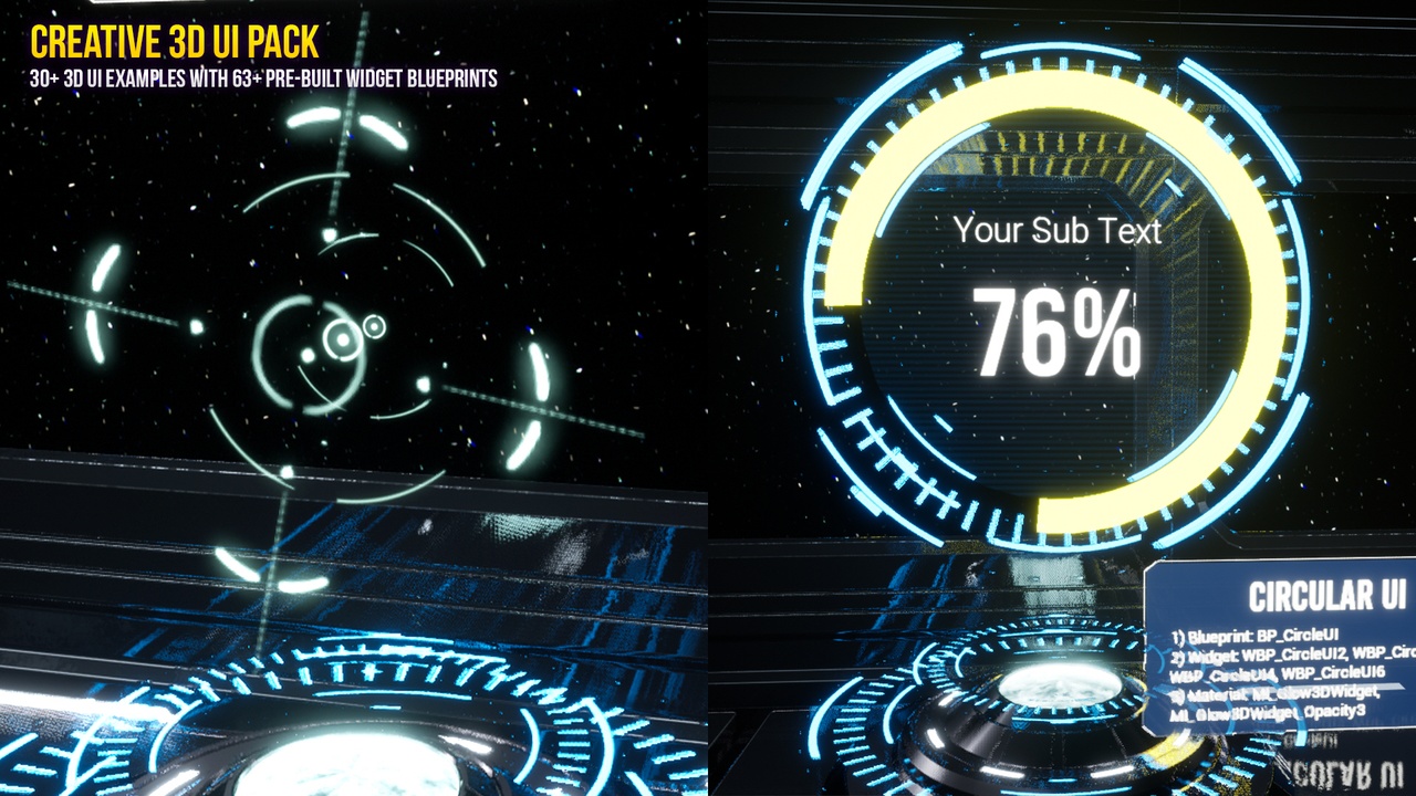 Interactive and Customizable 3D UI Pack