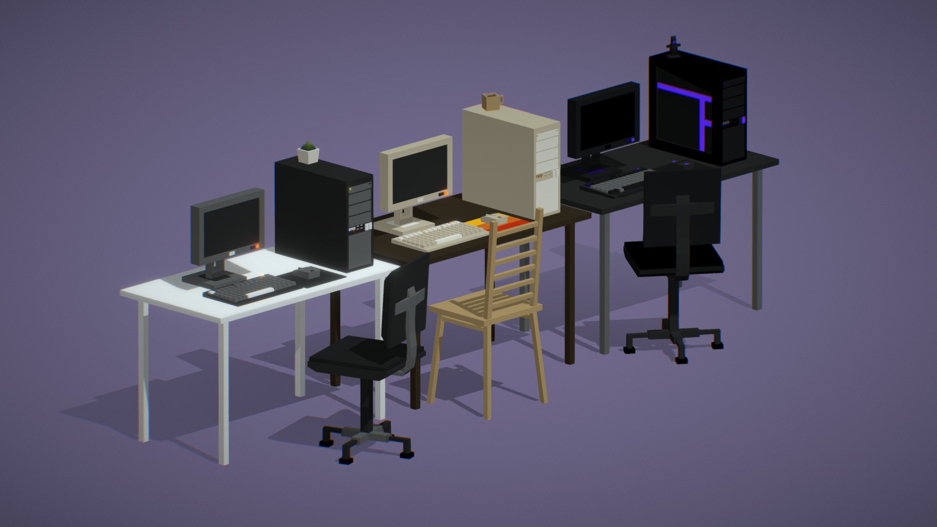 Low poly PC setups | Fab