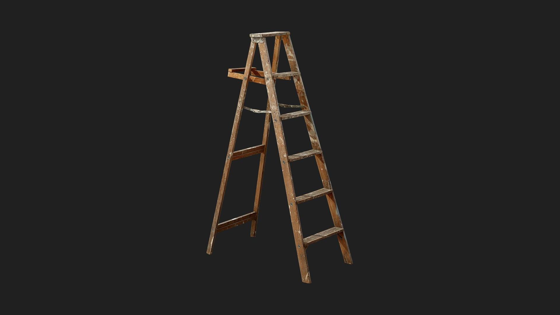 Industrial Construction Equipment Ladder Wood Worn 02 | Fab
