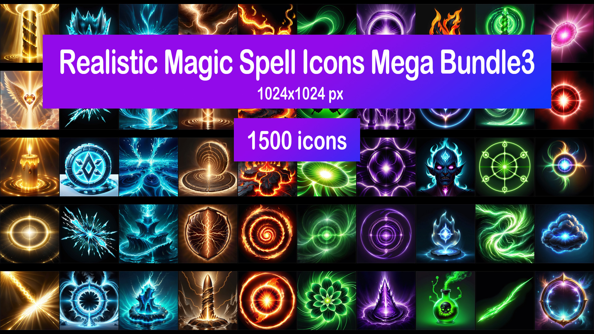 Realistic Magic Spell Icons Mega Bundle3 | Fab