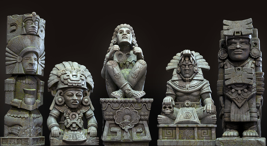 Mayan Gods Statues