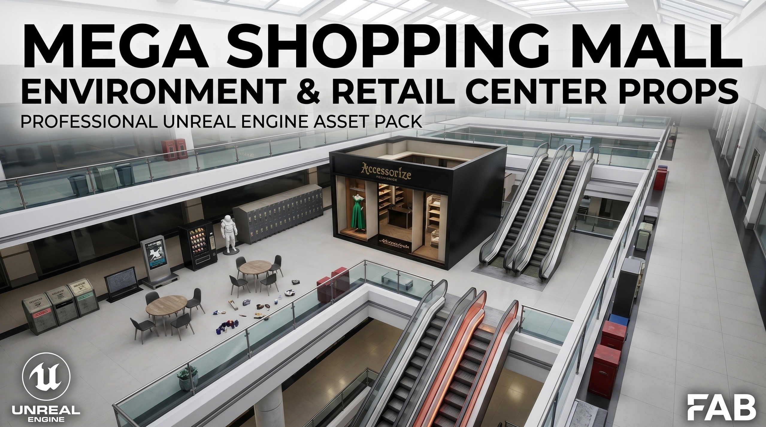 Mega Shopping Mall Environment & Retail Center Props | Fab