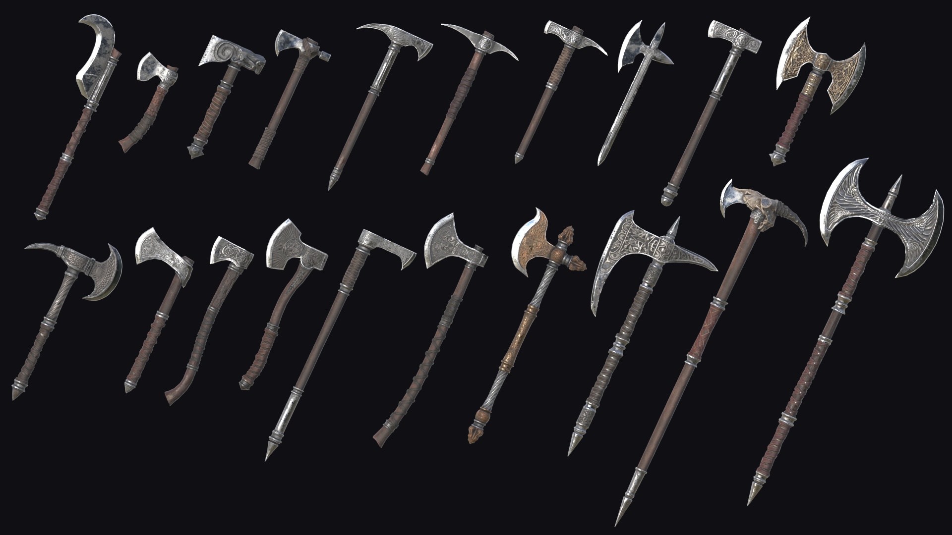 Fantasy Axes RPG Battleaxe Broadaxe Greataxe Tomahawk Throwing Axe ...