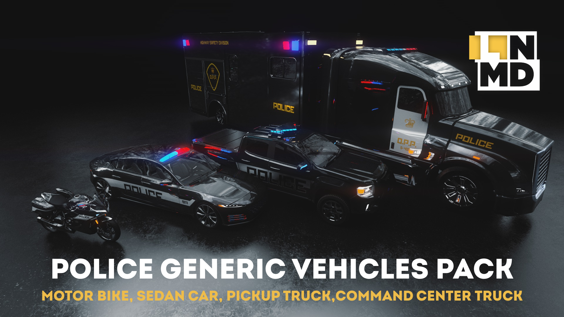 POLICE GENERIC VEHICLES 3D PACK – TRUCK, SEDAN, PICKUP TRUCK ...
