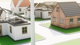 Sustainable Village - Solar Panel Houses and Wind Turbines Scene | Fab