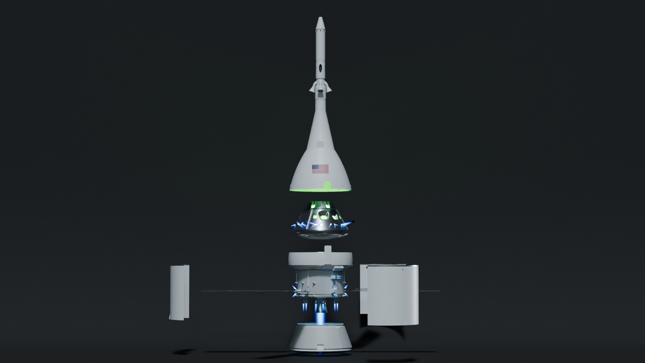 NASA Orion Spacecraft 3D Model – Crew & Service Modules, LAS, Rigged ...