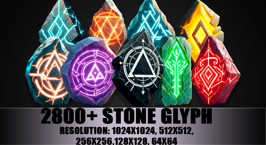 Hi-Def Stone Glyphs 2200+ Sprites Pack2 | Fab