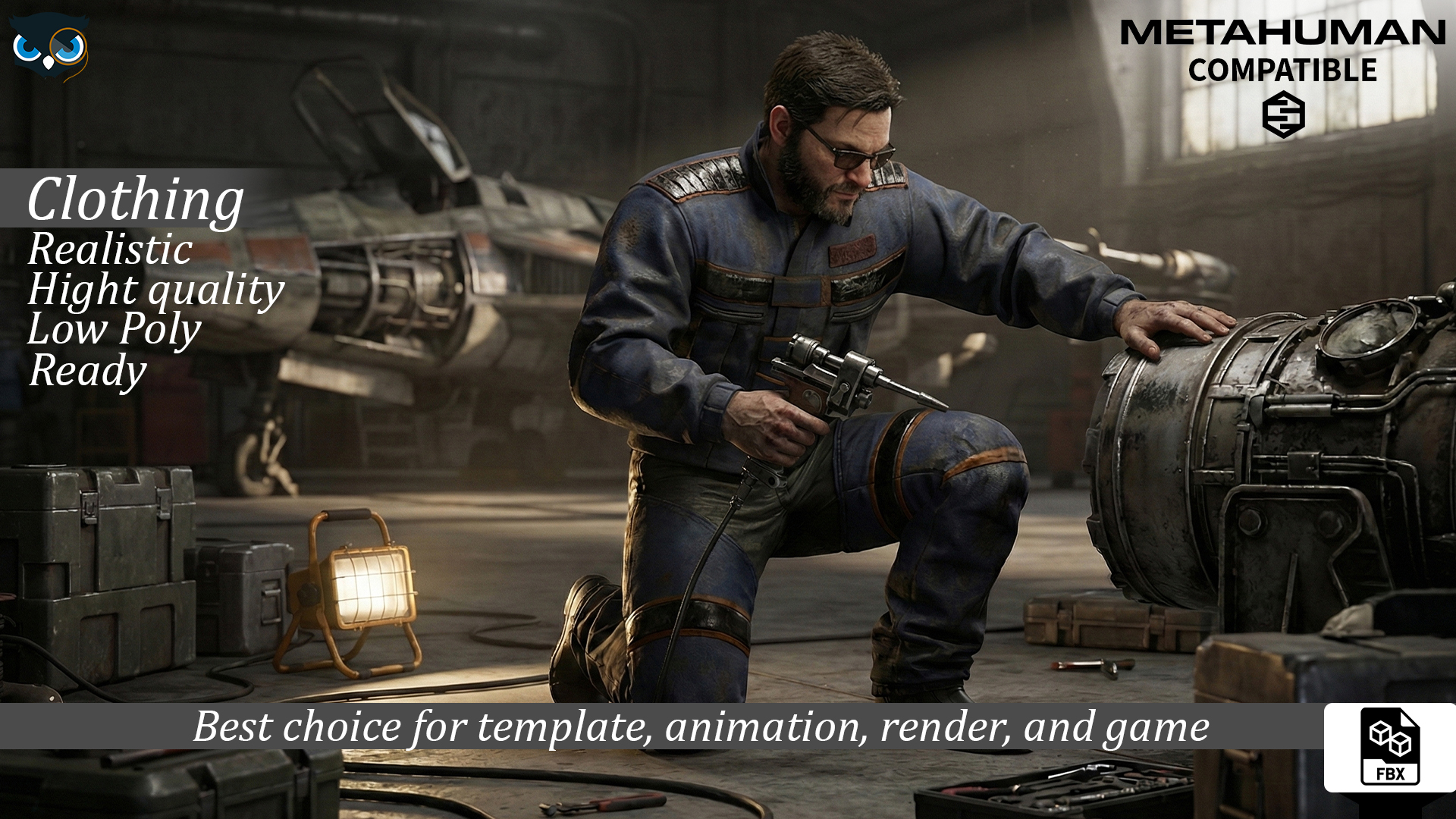 Tactical Engineer Workwear Set with Glasses Metahuman Compatible | Fab
