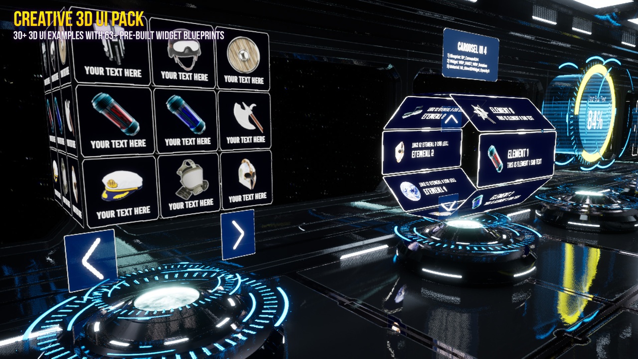 Interactive and Customizable 3D UI Pack