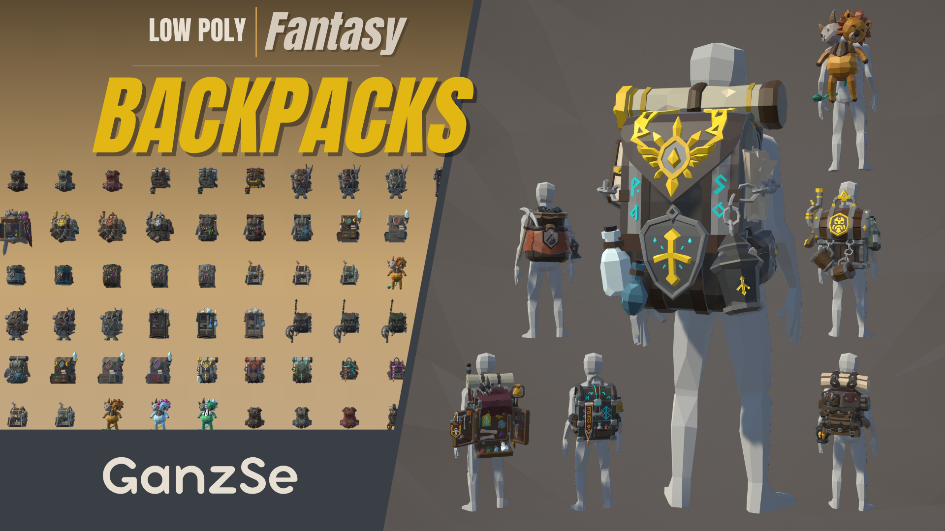 GanzSe Backpacks - Fantasy Low Poly Pack | Fab