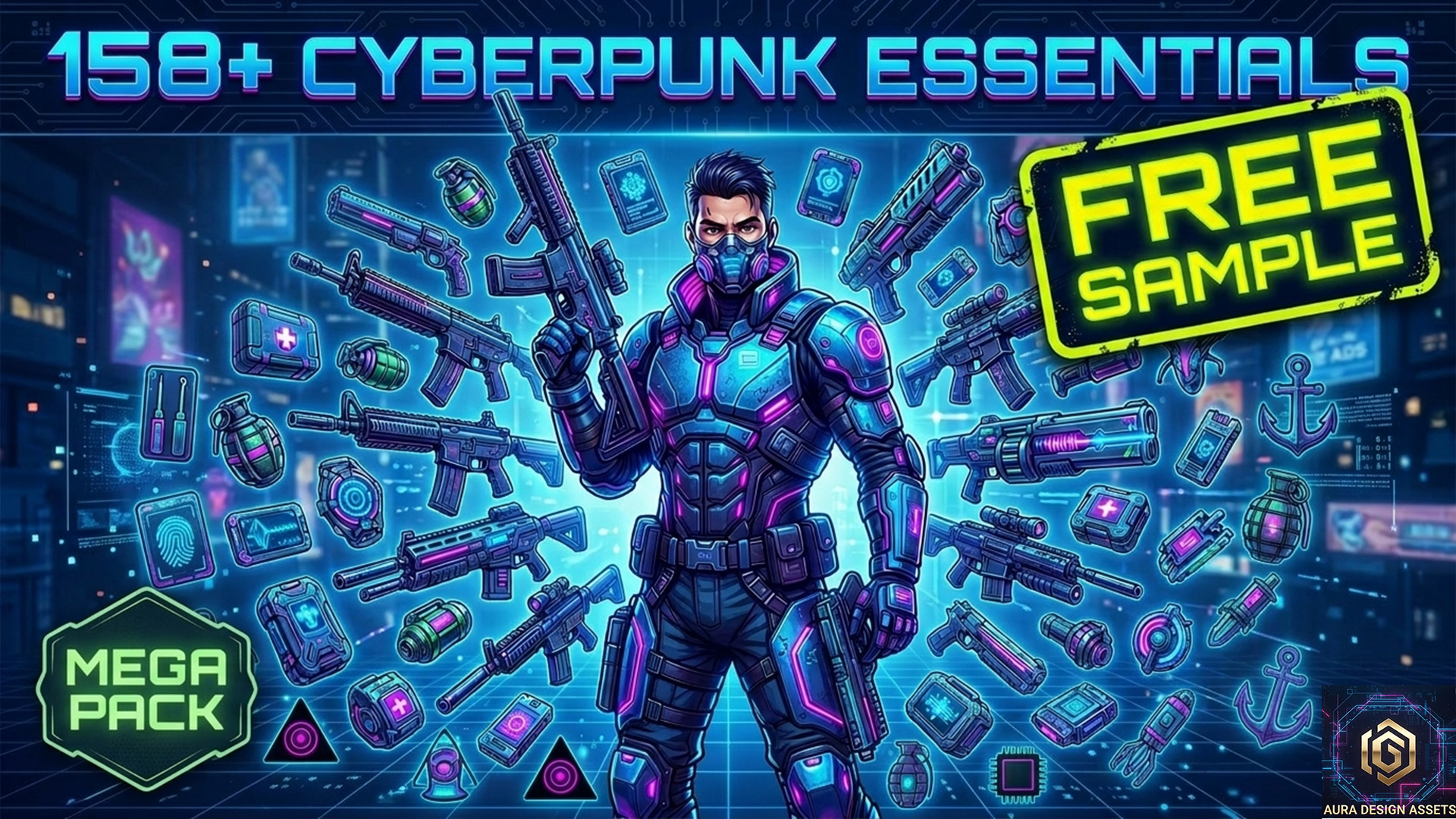 Cyber Inventory Mega Pack – 158 Loot Icons in 4 Neon Styles | Fab