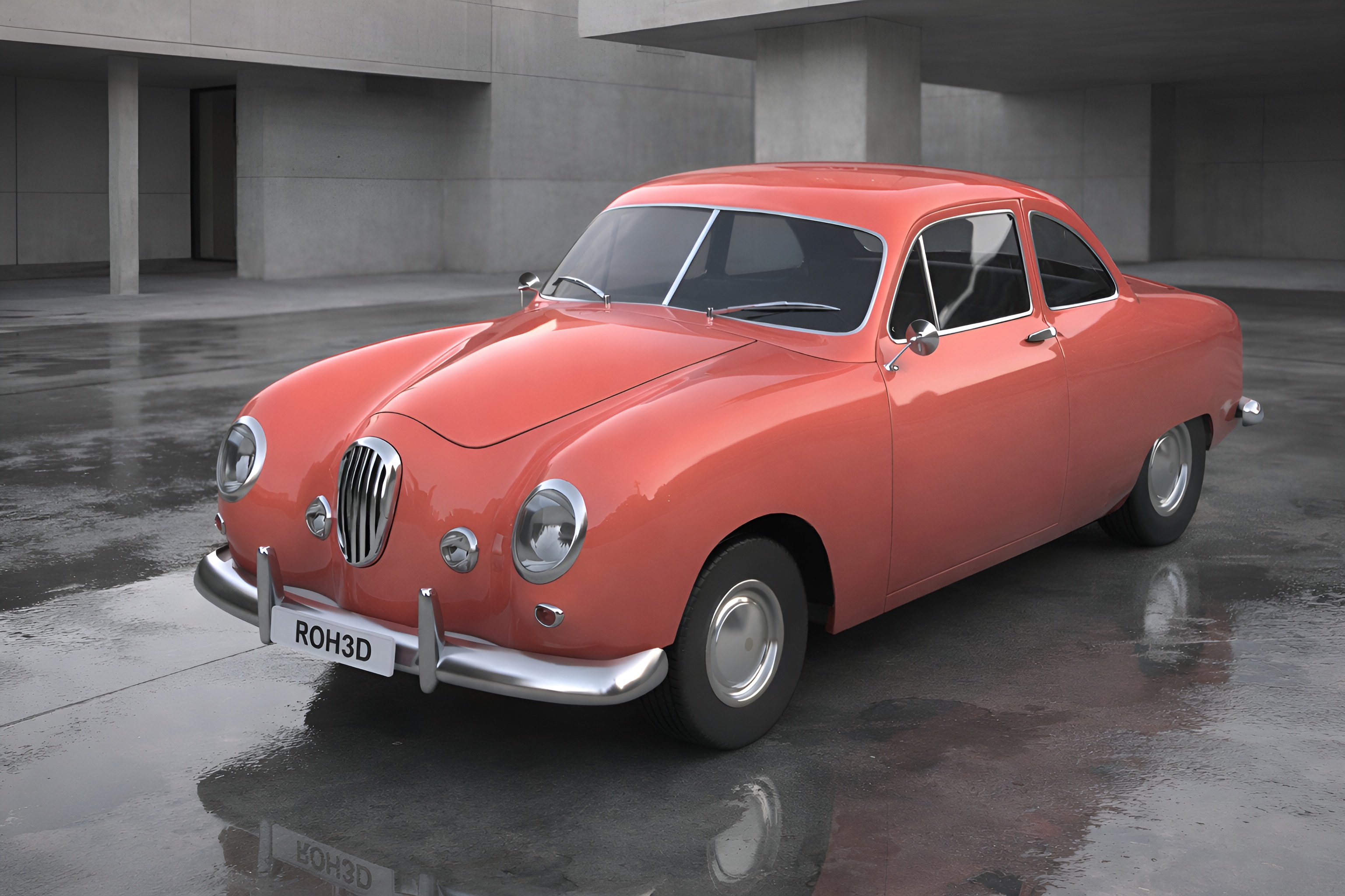 Vintage European-Style Coupe – Generic Classic Car 3D Asset | Fab