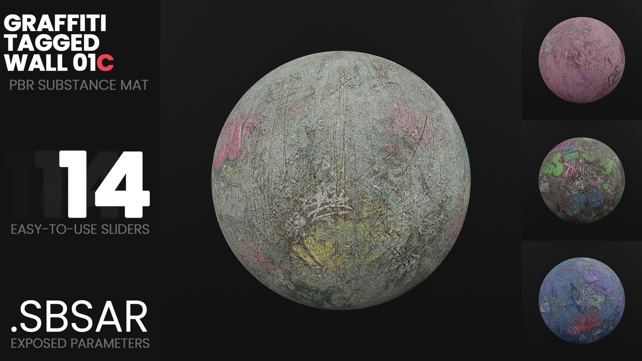 Substance Material - Graffiti Tagged Wall 01C | Fab